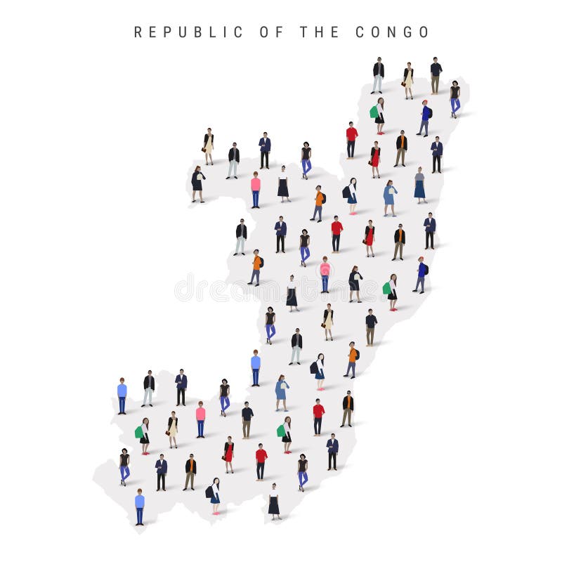 Republic of the Congo Population Map. Large Group of People in a Shape ...