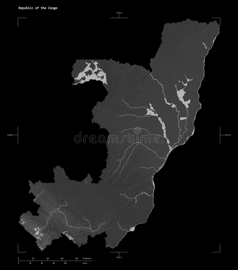 Republic of the Congo Shape on Black. Grayscale Stock Illustration ...