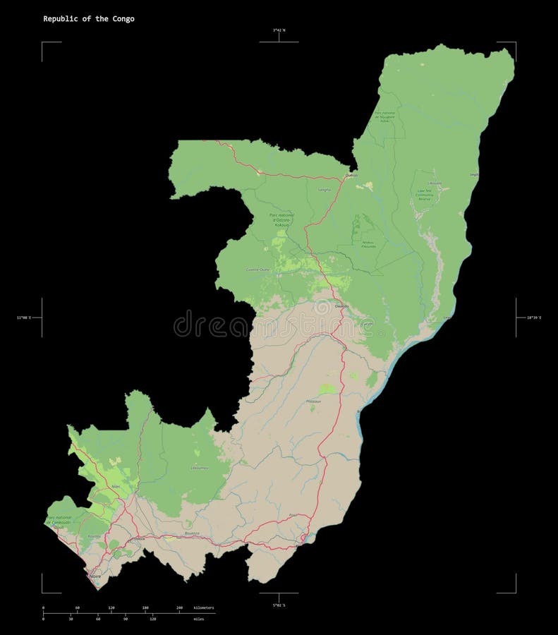 Republic of the Congo Shape on Black. Topo German Stock Illustration ...