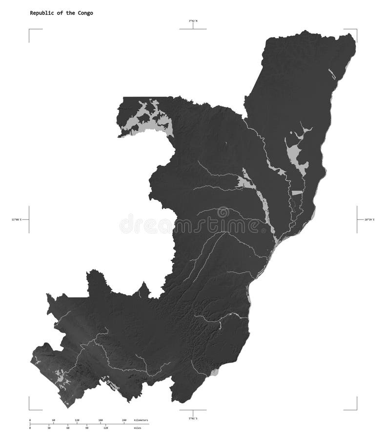 Republic of the Congo Shape on White. Grayscale Stock Illustration ...