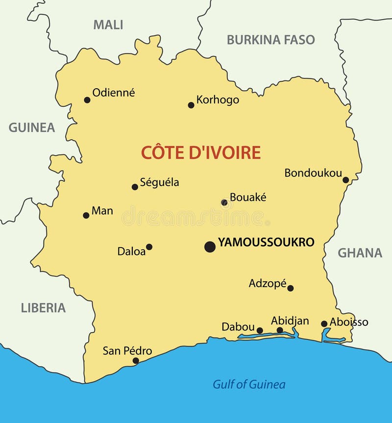 Republic of Cote D Ivoire - Map - Vector Stock Vector - Illustration of ...