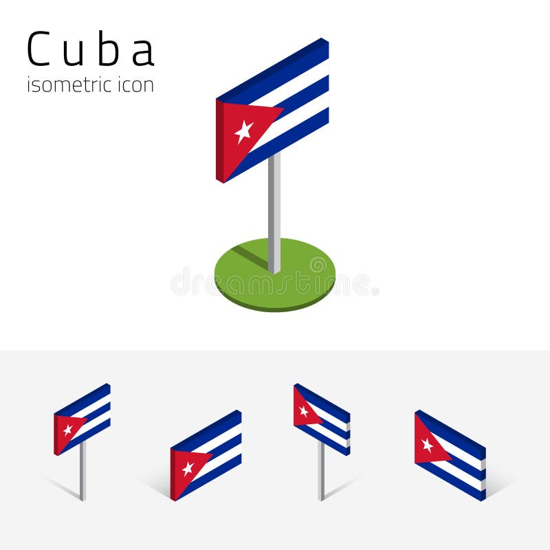 Republic of Cuba Flag, Vector Set of 3D Isometric Flat Icons Stock ...