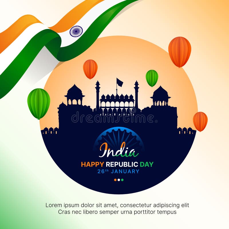 26th January, Republic Day of India Celebration Template Design. Stock ...