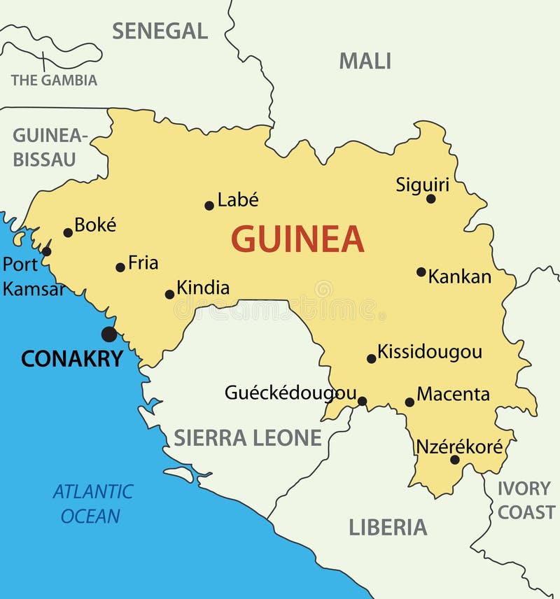 Republic of Guinea - Vector Map Stock Vector - Illustration of town ...