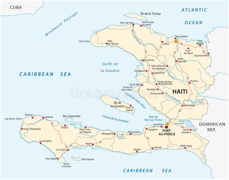 Hispaniola Political Map with Haiti and Dominican Republic Stock Vector ...