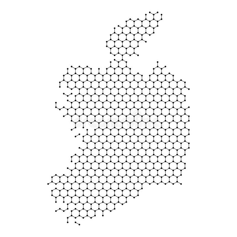 Republic of Ireland Map from Abstract Futuristic Hexagonal Shapes ...
