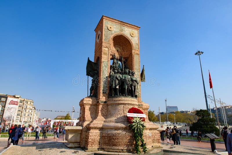 The Republic Monument at Taksim Square in Istanbul, Turkey Editorial ...