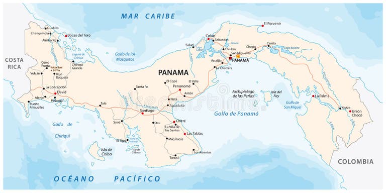 Republic of Panama Road Vector Map Stock Illustration - Illustration of ...