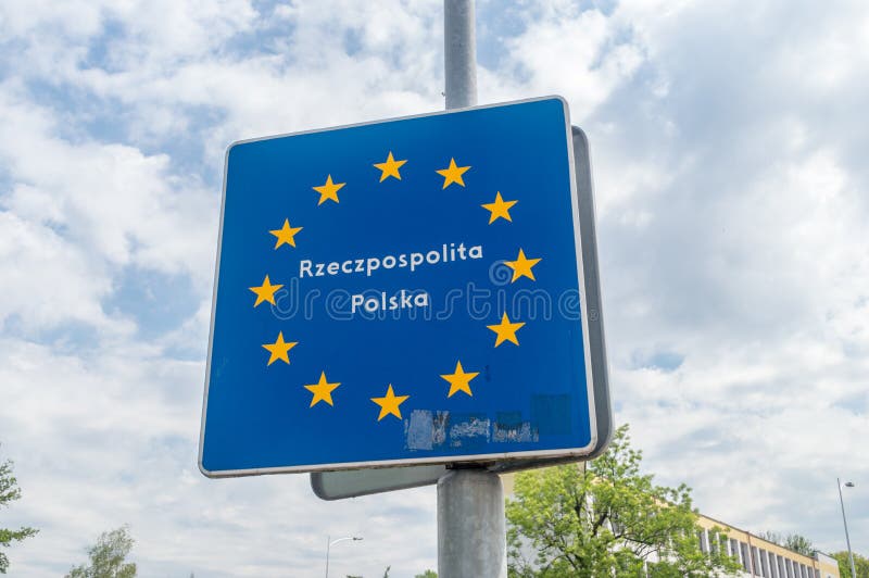 Republic of Poland Border Sign at Border between Czech Republic and ...
