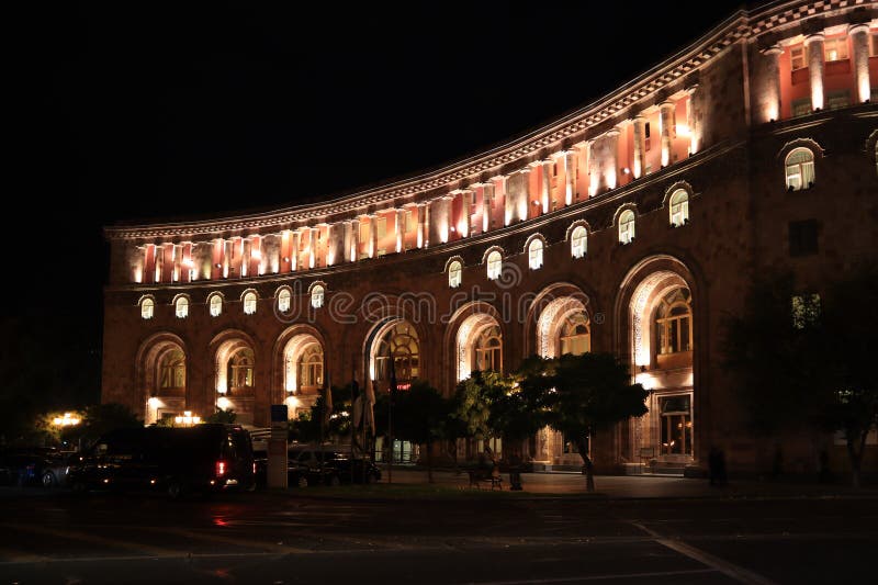 Republic Square in the Evening in Yerevan, Armenia Stock Image - Image ...