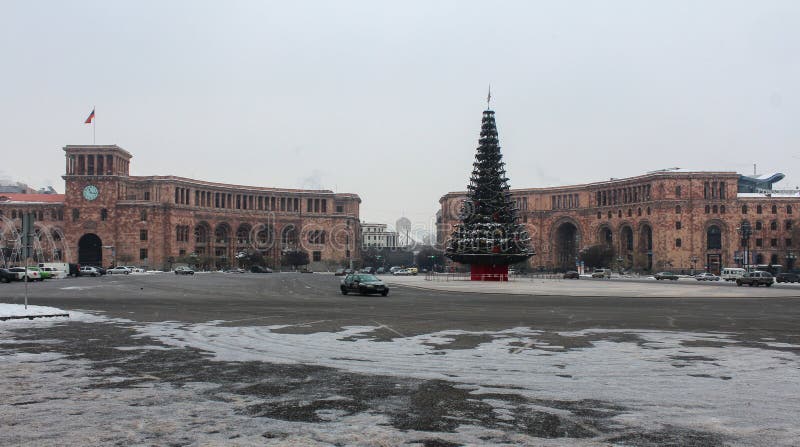 Republic Square in Yerevan in the Winter Stock Photo - Image of winter ...