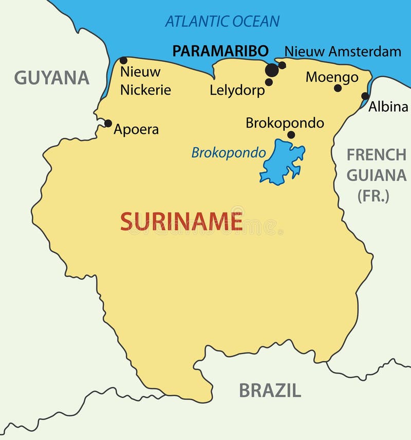 suriname map with capital city
