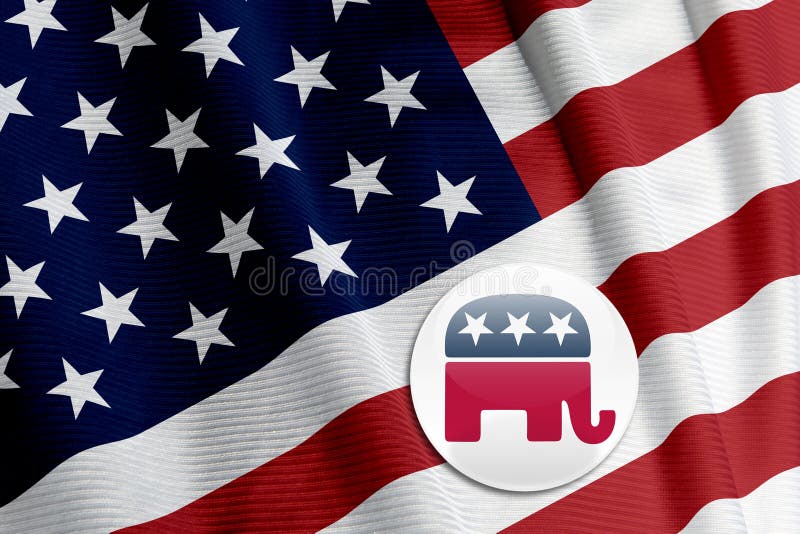 Republican Logo on American Flag Editorial Photo - Illustration of ...