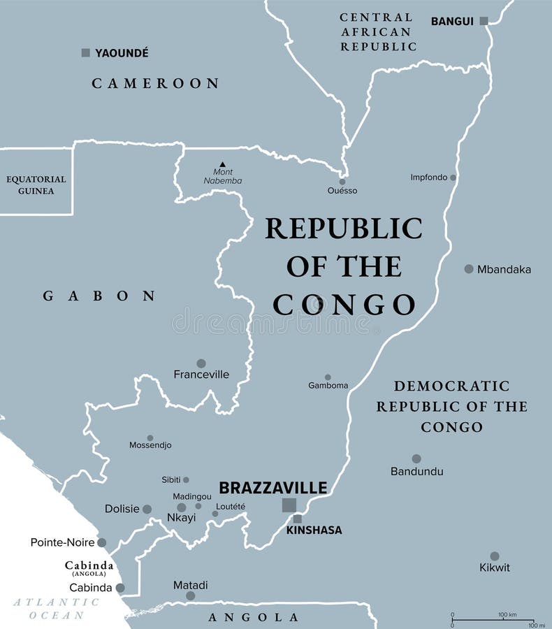 Republic of the Congo, Also Known As the Congo, Gray Political Map ...