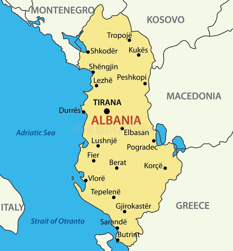 Republika Albania - Wektorowa Mapa Ilustracja Wektor - Ilustracja ...