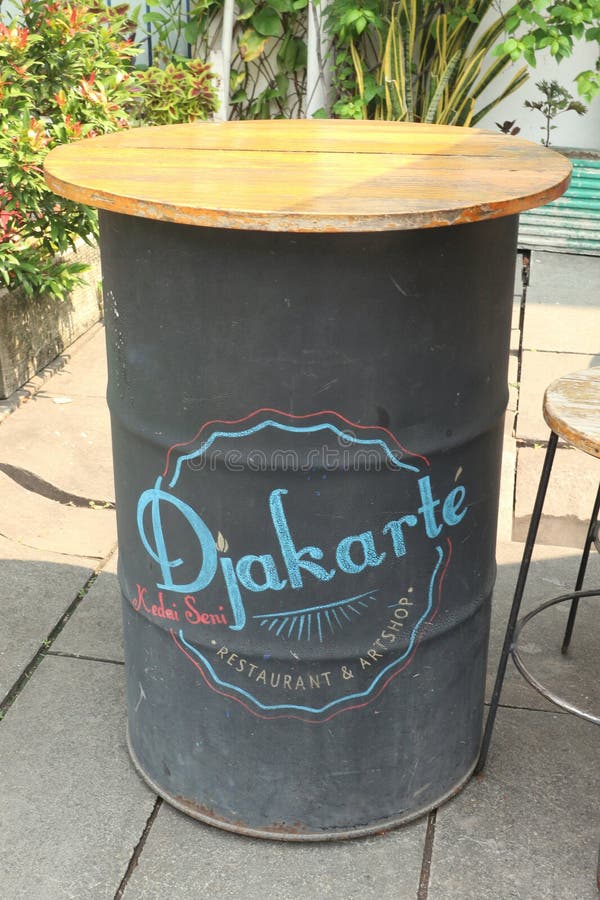 Repurposed Coffee Table from Used Drum Editorial Stock Photo - Image of ...