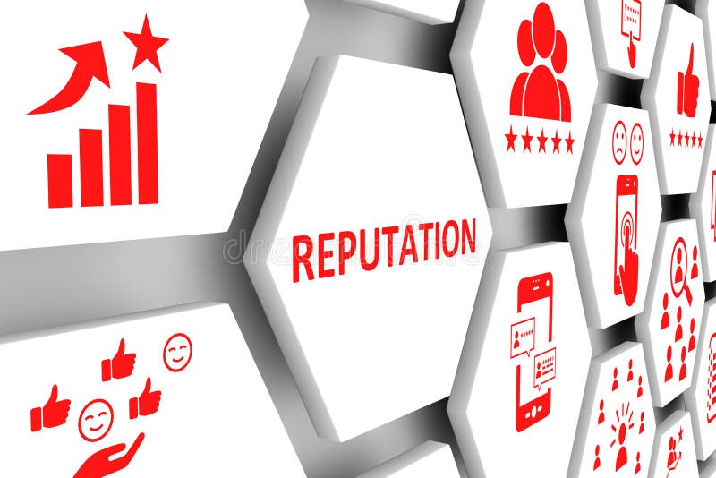 REPUTATION. Concept with People, Letters and Icons. Flat Vector ...