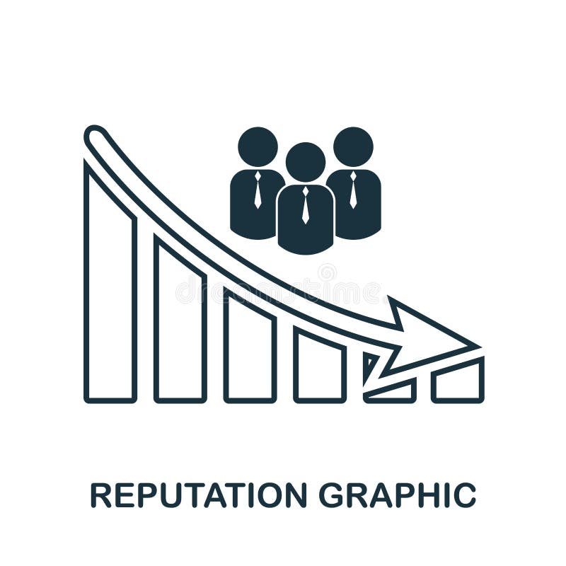 Reputation Decrease Graphic Icon. Monochrome Style Design from Diagram Icon Collection. UI ...