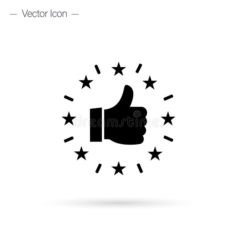 Reputation Icon. Thumbs Up and Rays. Customer Review Icon, Quality ...