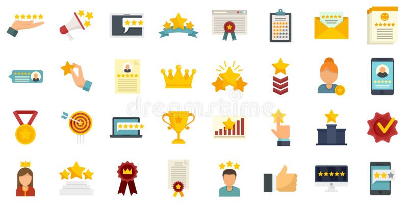 Reputation Icons Set Flat Vector Isolated Stock Vector - Illustration ...