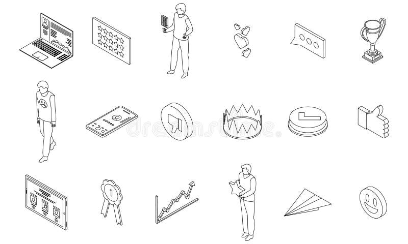 Reputation Icons Set Vector Outline Stock Vector - Illustration of ...