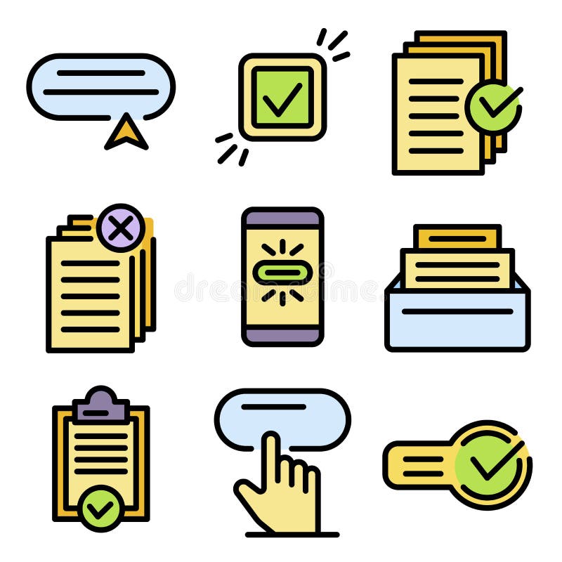 Request Icons Set Outline Vector. Friend Computer Stock Vector ...