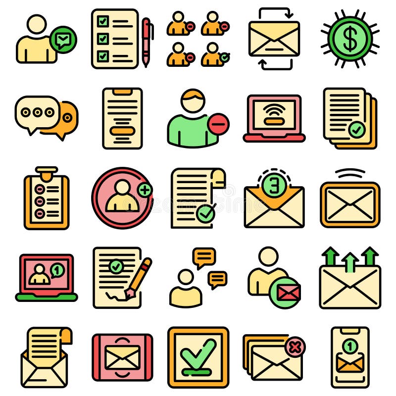 Request Icons Set Outline Vector. Friend Computer Stock Vector ...