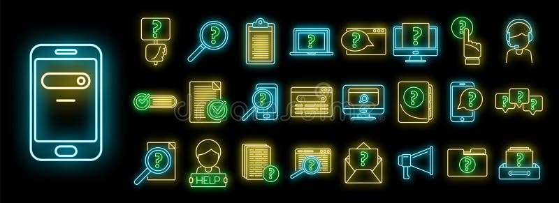 Request Icons Set Vector Neon Stock Vector - Illustration of icons ...