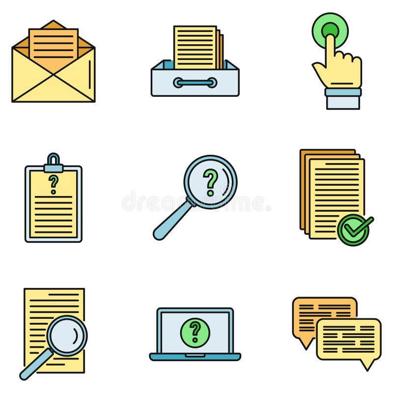 Request Online Form Icons Set Vector Color Stock Vector - Illustration ...