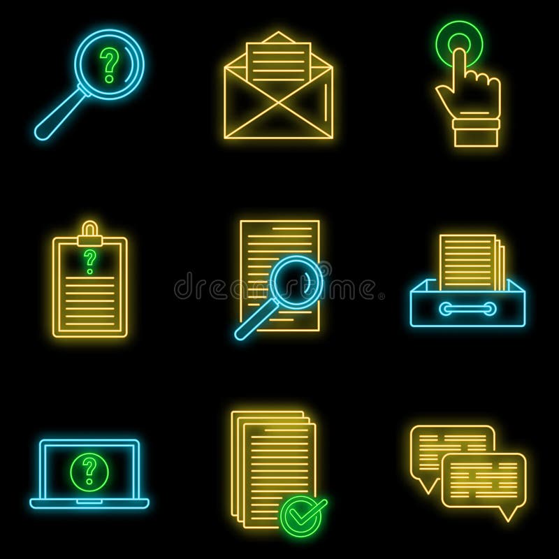 Request Online Form Icons Set Vector Neon Stock Illustration ...