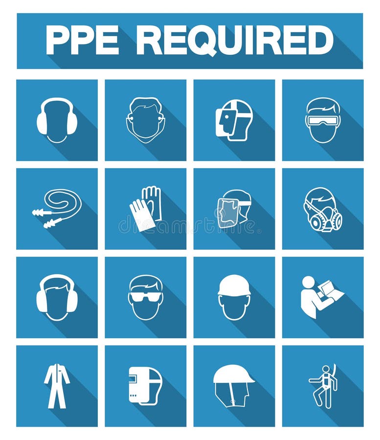 Required Personal Protective Equipment PPE Symbol,Safety Icon Stock ...