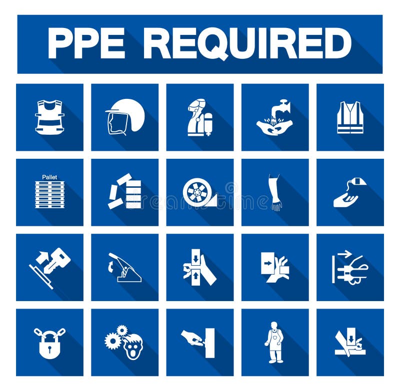 Required Personal Protective Equipment PPE Symbol,Safety Icon Stock ...