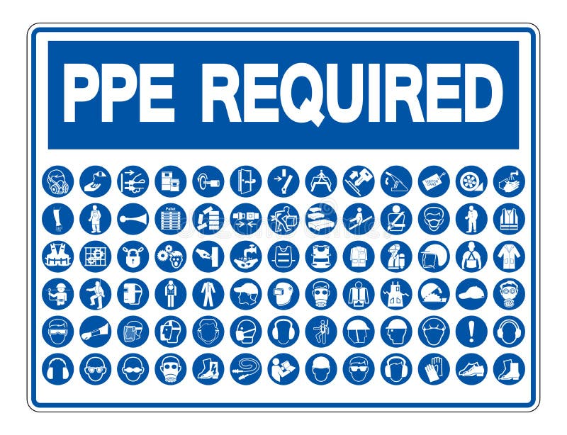Required Personal Protective Equipment (PPE) Symbol,Safety Icon,Vector ...