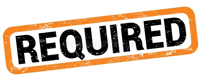 REQUIRED Text Written on Orange-black Rectangle Stamp Stock ...