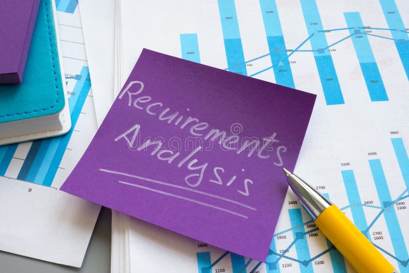 Requirements Analysis Report with Papers and Charts. Stock Image ...