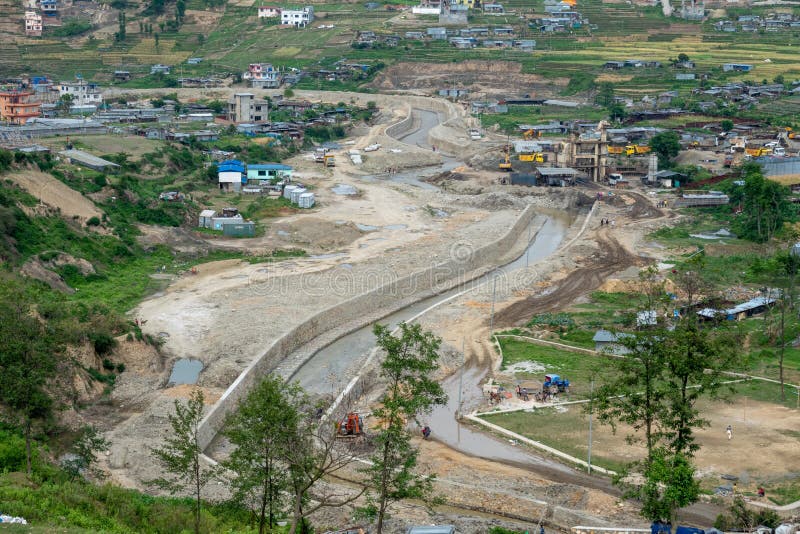 Rerouting the River in the Valley Stock Photo - Image of construction ...