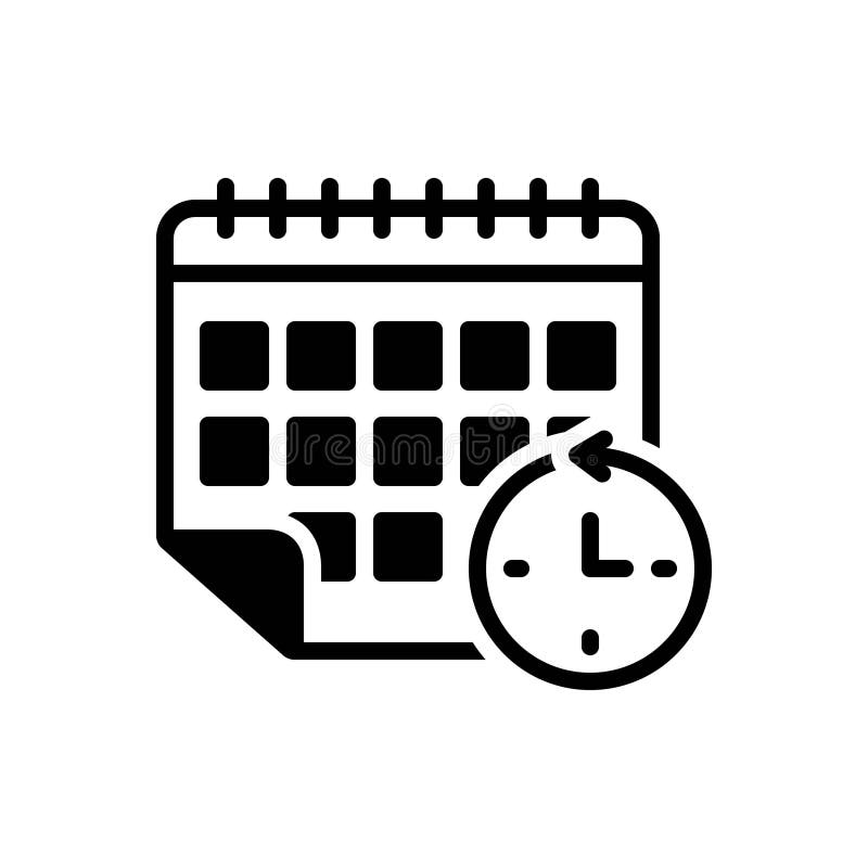 Black Solid Icon for Reschedule, Rearrange and Calendar Stock ...