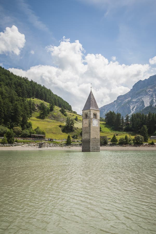 Reschensee stock photo. Image of tirol, lake, reschensee - 25713778