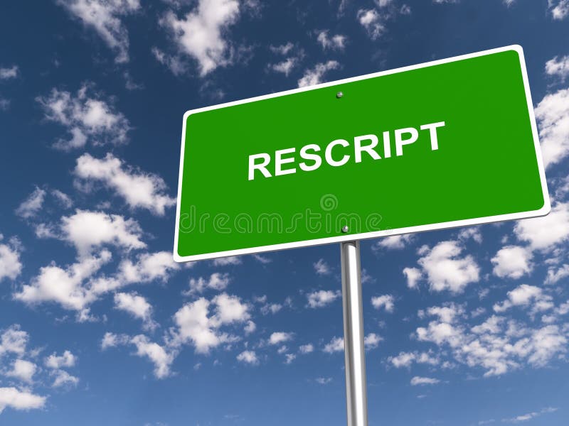 Rescript Traffic Sign on Blue Sky Stock Image - Image of rule ...