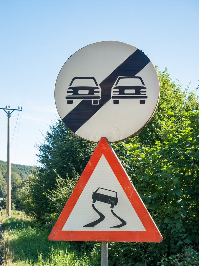 Resctriction Traffic Sign Indicator Against Blue Sky Stock Photo ...