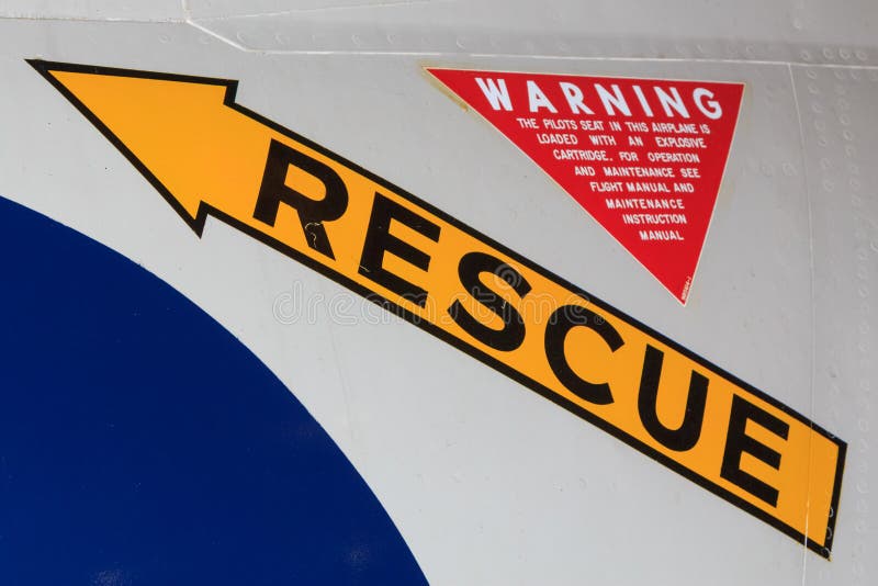 Rescue arrow on a plane stock photo. Image of close, sunny - 35684286