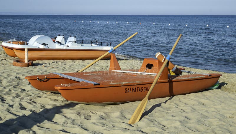 Rescue Boat at the Beach, Italy, Metaponto Stock Photo - Image of ...