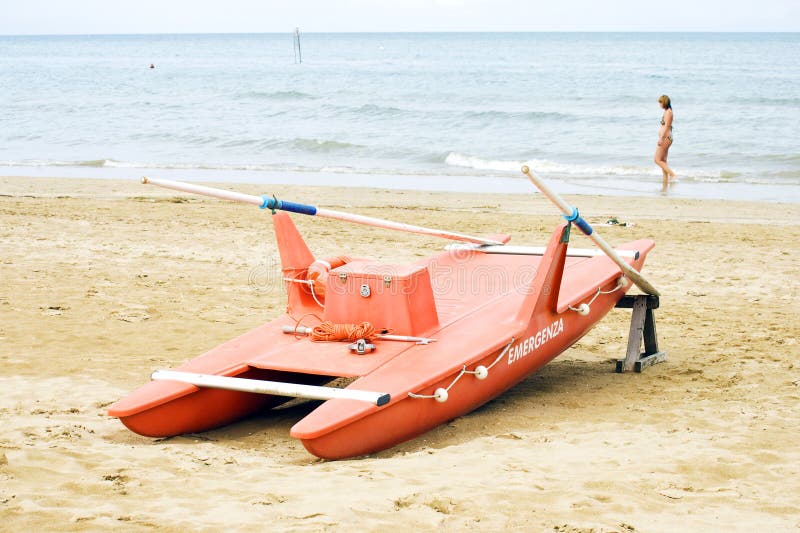 Rescue Boat on the Beach of Marina Centro in Rimini Editorial Image ...