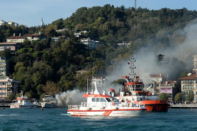 Rescue Boats Put Out a Fire on a Passenger Ship in the Bosphorus ...