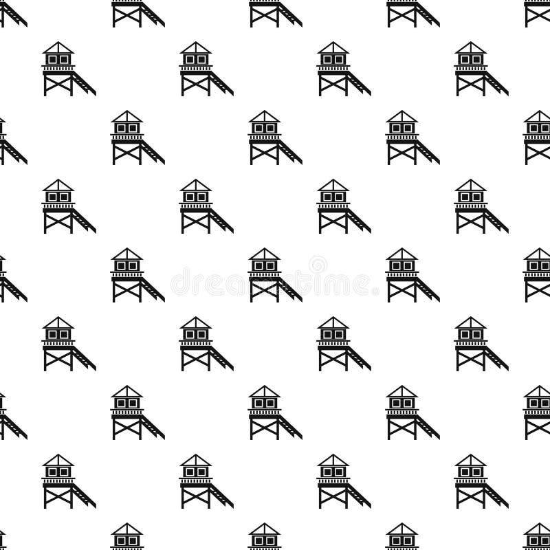 Rescue Booth on Beach Pattern, Simple Style Stock Vector - Illustration ...
