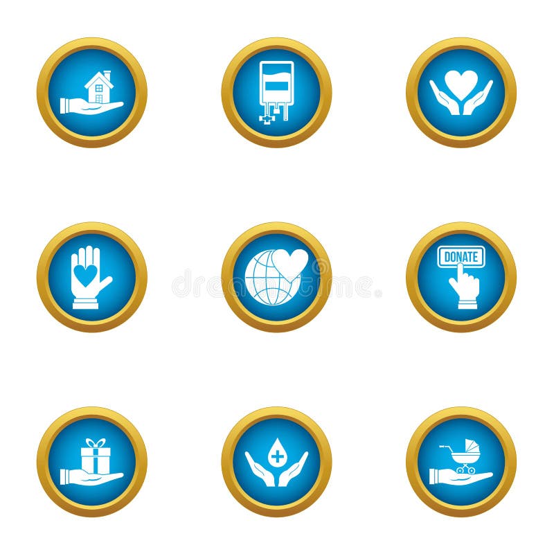 Rescue Children Icons Set, Flat Style Stock Vector - Illustration of ...
