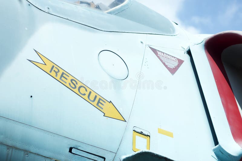 Rescue Decal on an Old Aircraft Stock Image - Image of flight, navy ...