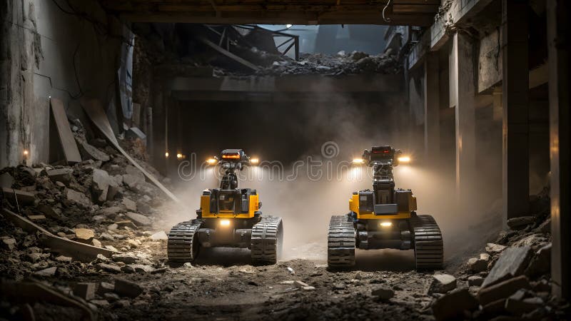 Rescue Earthquake Two Rescue Robots Navigate through Earthquake Rubble ...