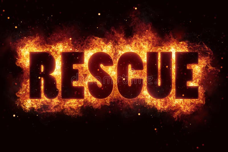 Rescue Fire Text Flame Flames Burn Burning Hot Explosion Stock ...