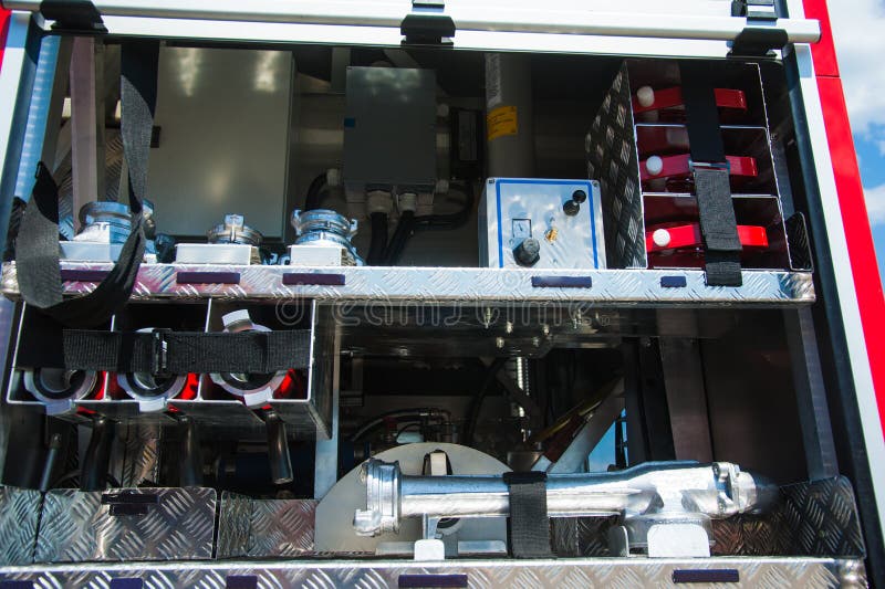 Rescue Fire Truck Equipment Stock Image - Image of safety, engine ...